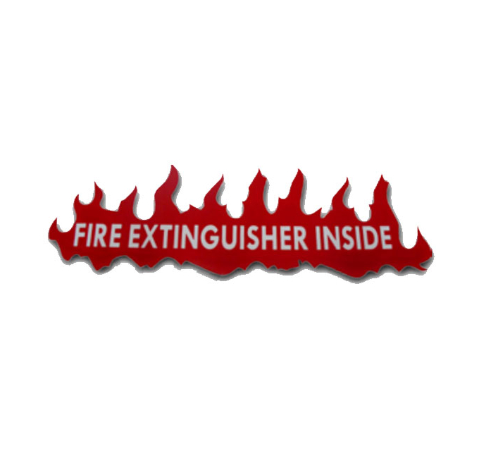 Flame Shaped Fire Extinguisher Inside Sticker - Big Rig Chrome