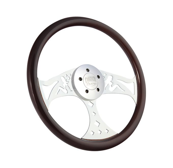 Buy 18-Inch Chrome Dark Wood Bettie Steering Wheel - Big Rig Shop
