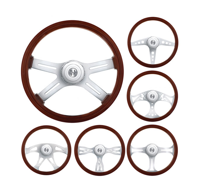 18-Inch Wood & Chrome Steering Wheels for Peterbilt & Kenworth
