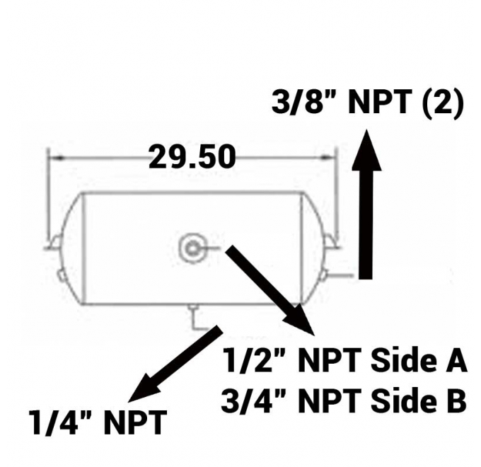 Buy 12" Diameter Air Tank - 29.5" Length with Main Ports
