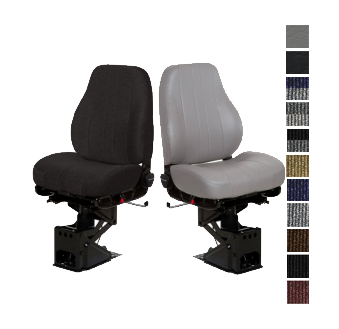 Captain Mid Back Semi Truck Seat with Air Suspension & Swivel