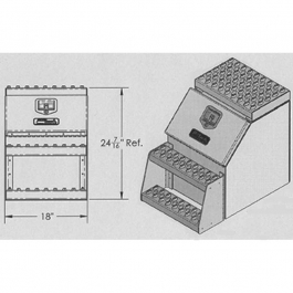 Durable Aluminum Tool Box Step with Smooth Lid 22x20x18 Stainless