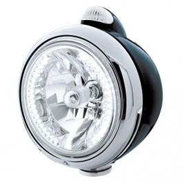 Black Guide Headlight with 34 LEDs & Turn Signal - Big Rig Chrome