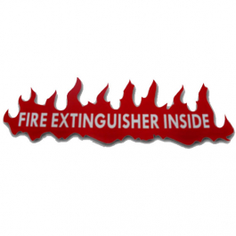 Flame Shaped Fire Extinguisher Inside Sticker - Big Rig Chrome