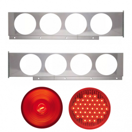 Buy Chrome Rear Light Bars with 8 Round Lights & Visor - Big Rig