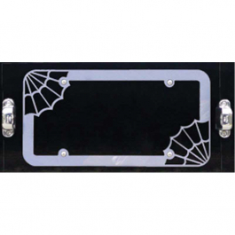 Spider Web License Plate - Unique Designs at Big Rig Chrome Shop