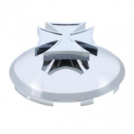 Semi Truck Hub Cap with Iron Cross Spinner - Chrome Steel