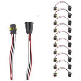 10-Piece Semi Truck 3-Way Plug Adapter Set - 18 AWG Wires