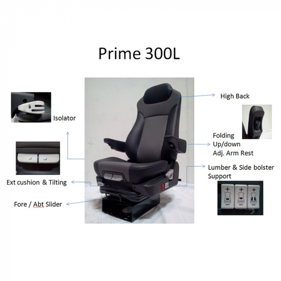 Beige Leatherette Air Ride Seat with Lumbar & Adjustable Headrest
