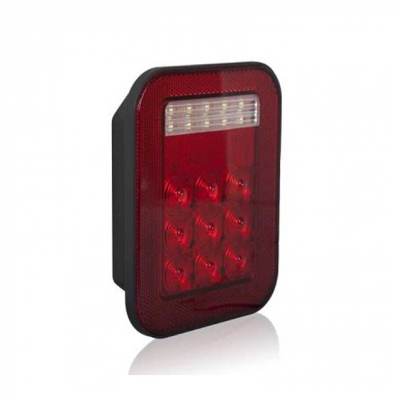 Thin Low Profile Rectangular STT/BU Box Light - Big Rig Chrome