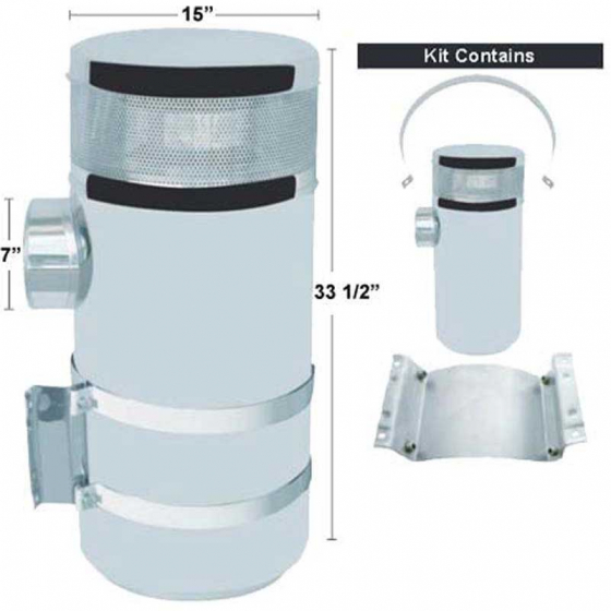 15-Inch Stainless Peterbilt Air Cleaner Kit | Big Rig Chrome Shop