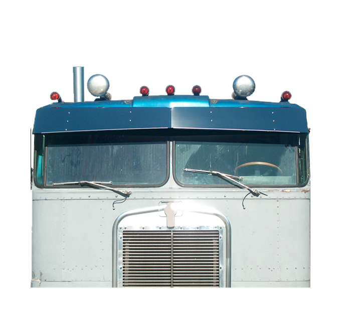 13x15 V-Style Visor for Kenworth K100 Cabover - Big Rig Chrome