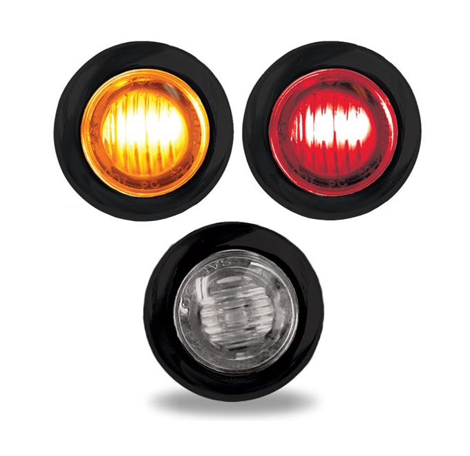 3/4 Inch Round 3 LED Marker Light with Grommet - Big Rig Chrome