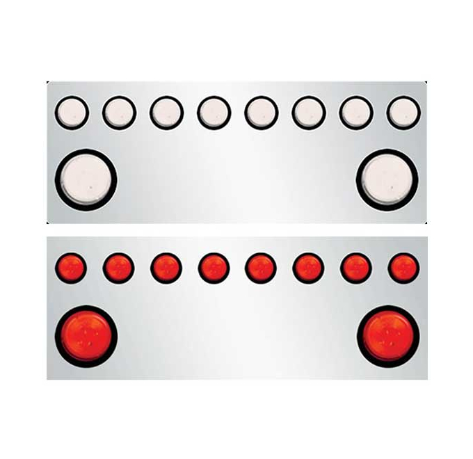 Rear Frame Filler Panel with 10 Red LEDs - Big Rig Chrome Shop