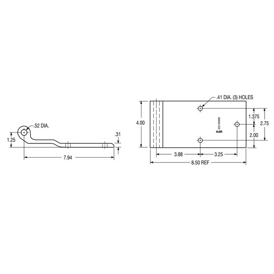 Buy 3-Hole Hinge for Trailmobile Trailers - Aluminum Extrusion