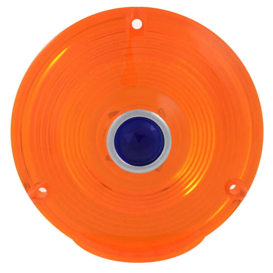 4-Inch Pedestal Light Lens with Blue Dot - Big Rig Chrome Shop
