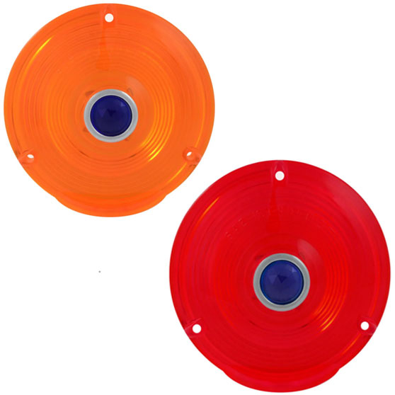 4-Inch Pedestal Light Lens with Blue Dot - Big Rig Chrome Shop