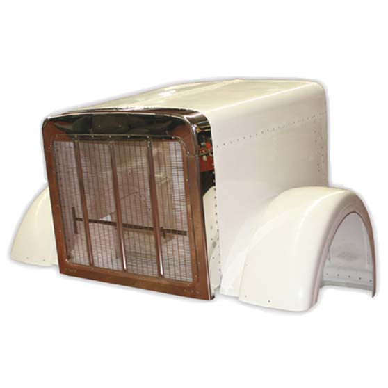 Pete 379 127 BBC Fiberglass Hood with Stainless Grille
