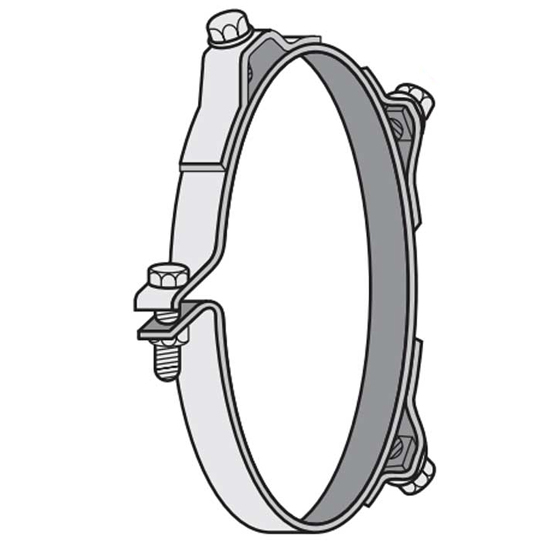 Nickel Finish Muffler Shield Stack Clamp for Semi Trucks