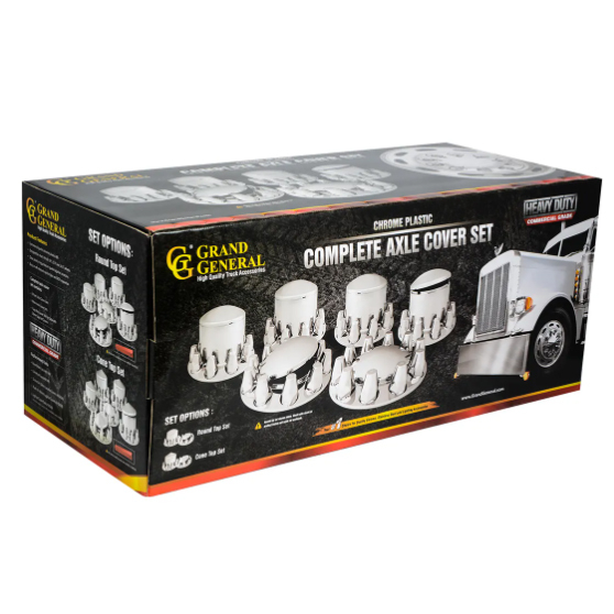 Buy Complete Chrome Plastic Axle Cover Set with Standard Cap