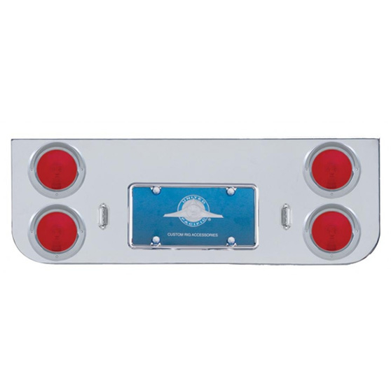 Chrome Rear Center Panel with 4" Lights & Visors - Big Rig Shop