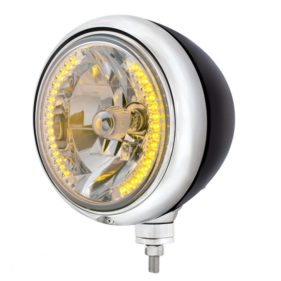 7-Inch Black Guide Headlight with H4 Bulb & 34 LEDs - Shop Now