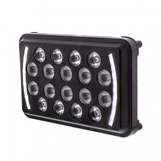 4x6 Black LED Light & Chrome Rear Panel for Semi Trucks