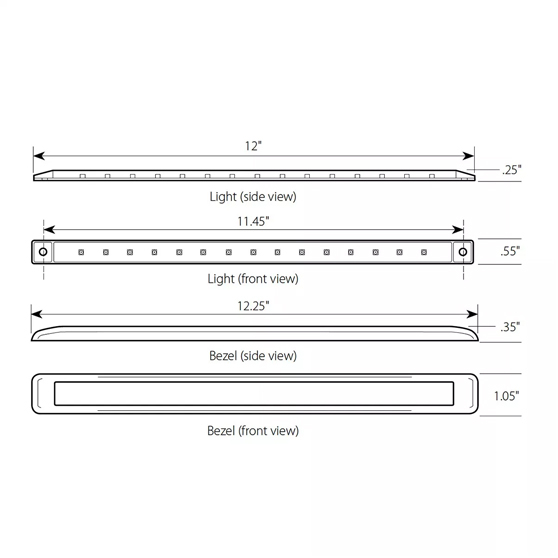 Buy 12-Inch Ultra-Thin LED Marker Light Bar with Chrome Bezel