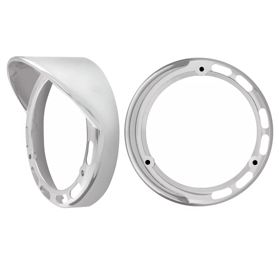 "Chrome Bezel with Visor for 4" LED Lights - Easy Install"