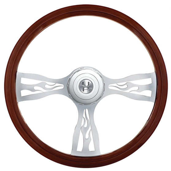 18-Inch Wood & Chrome Steering Wheels for Peterbilt & Kenworth