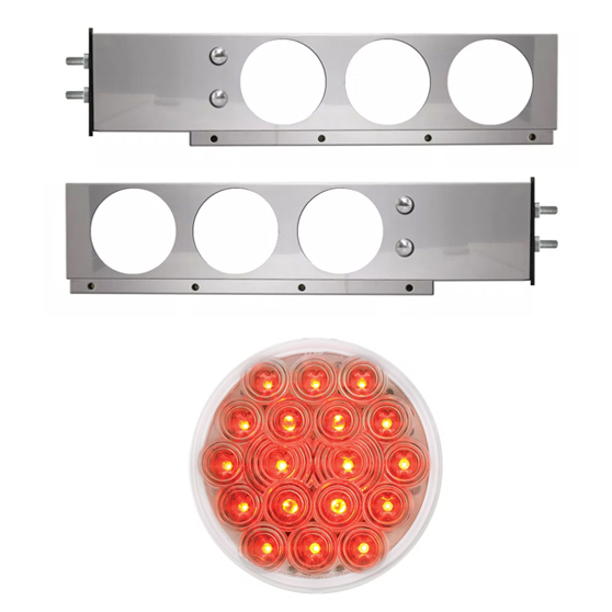 Semi Truck Stainless Steel LED Light Bars - 4" Round Lights