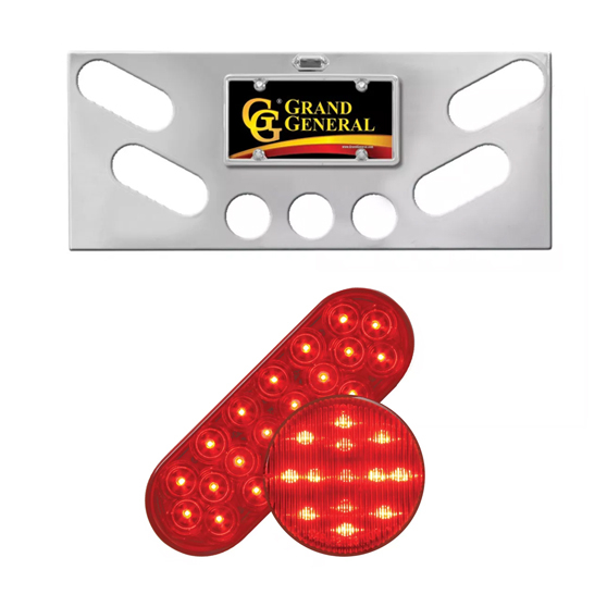 Stainless Steel Rear Light Panels for Semi Truck - 7 Lights