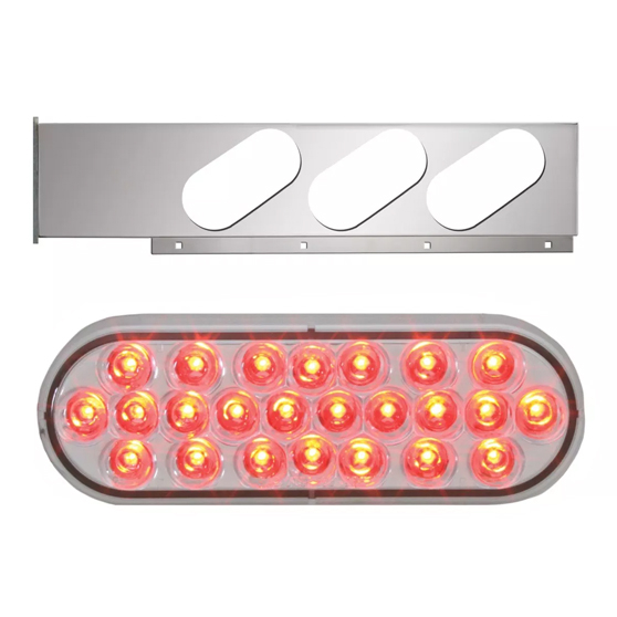 Buy Slanted Chrome Rear Light Bar with 6 Oval Lights With Visor