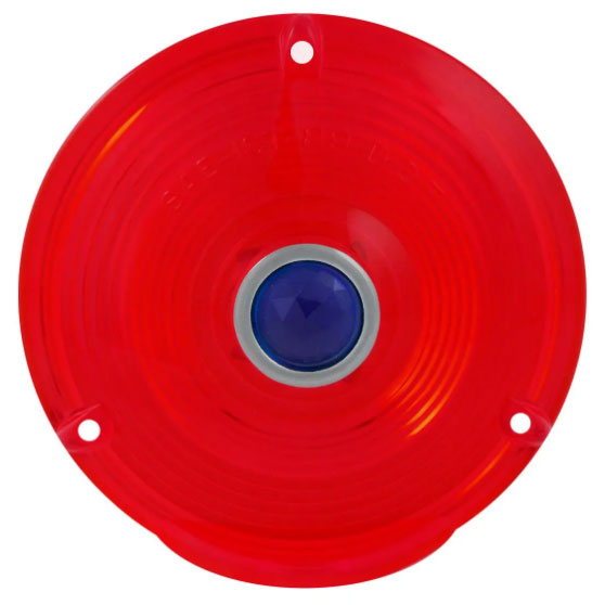 4-Inch Pedestal Light Lens with Blue Dot - Big Rig Chrome Shop