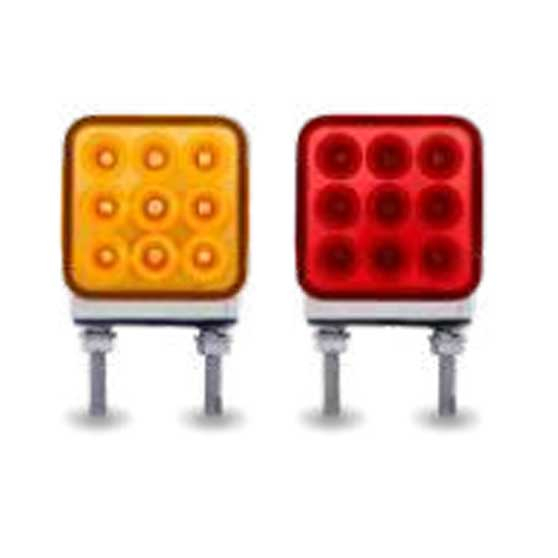 3-Inch Square Reflector Light | Double Post | Big Rig Chrome Shop