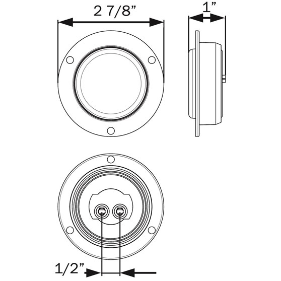 Buy 2-Inch Round 3 LED Red Marker & Clearance Light